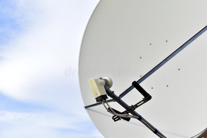 White Satellite Dish with Receiver and Transmitter Stock Image - Image ...