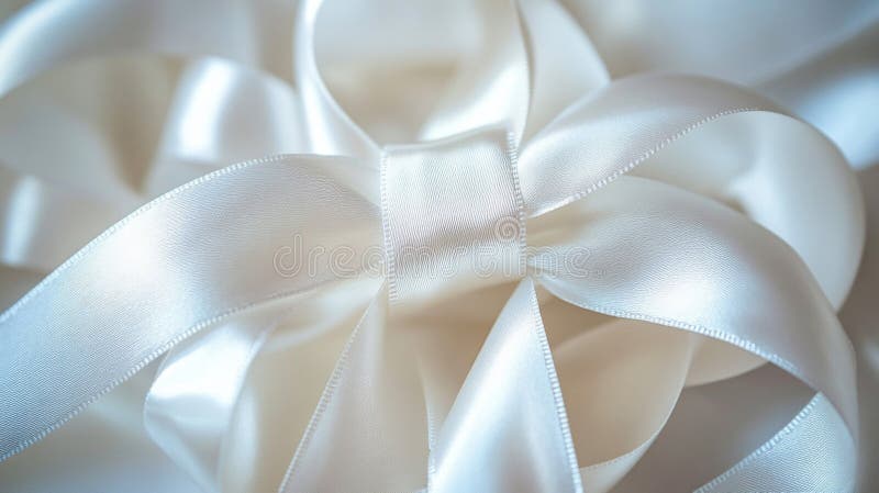 White Satin Ribbon Bow Close-Up Stock Illustration - Illustration of ...