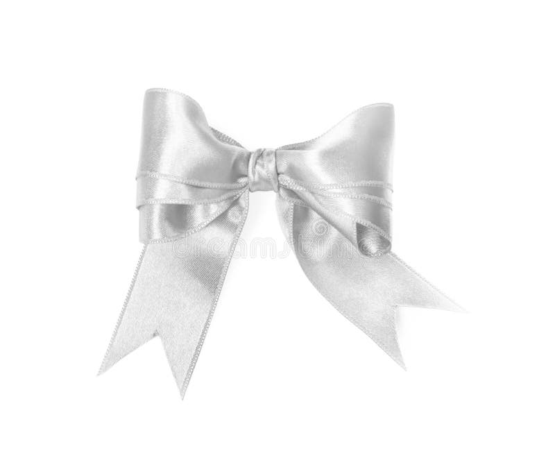 White Satin Ribbon Bow Isolated on White Stock Image - Image of light ...