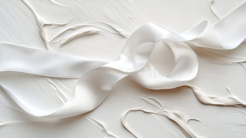 White Satin Ribbon on Creamy Textured Background Stock Illustration ...