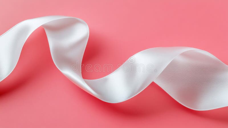 White Satin Ribbon Curves on Pink Background Stock Illustration ...
