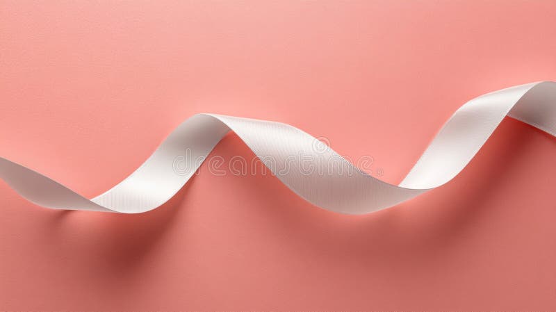 White Satin Ribbon Elegantly Curves on Pink Background Stock ...