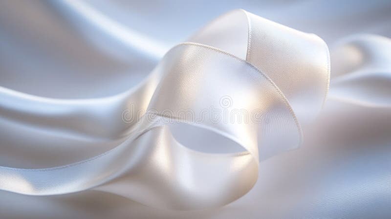 White Satin Ribbon Elegantly Draped on Fabric Stock Illustration ...