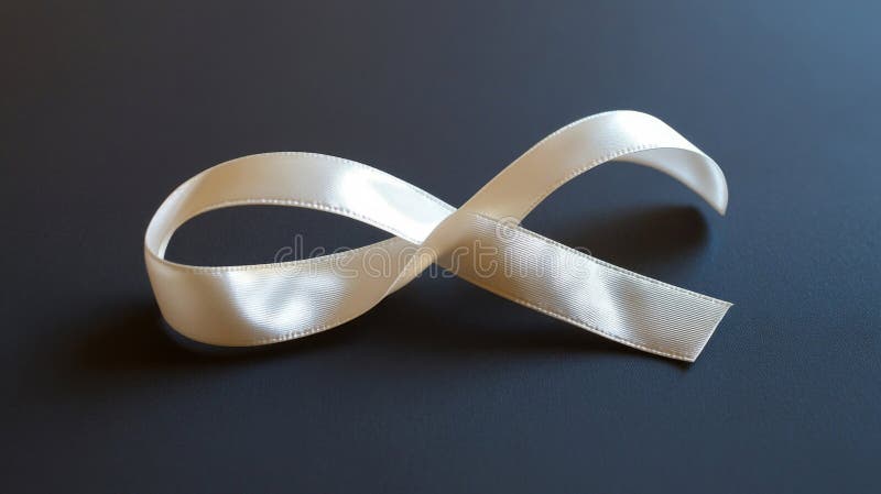 White Satin Ribbon Infinity Symbol on Dark Background Stock ...