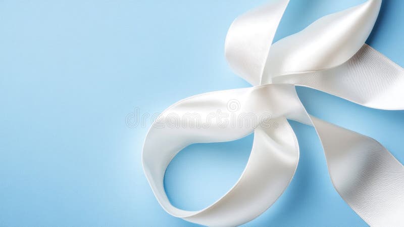 White Satin Ribbon on Light Blue Background Stock Illustration ...