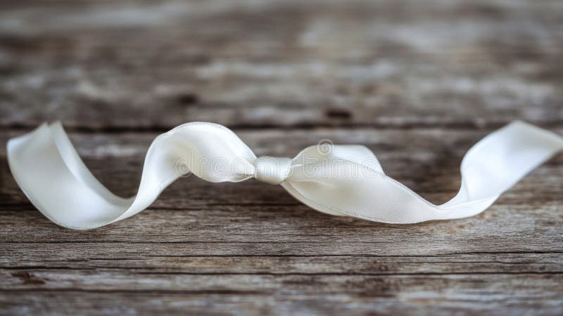 White Satin Ribbon Tied in a Bow on Wood Stock Illustration ...