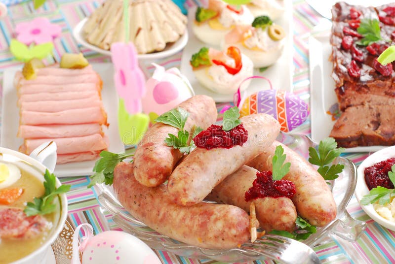 White Sausage with Beetroot Sauce for Easter Stock Photo - Image of ...