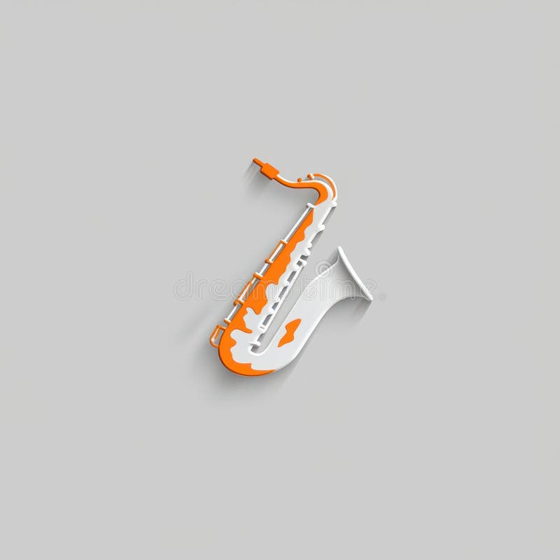 White Saxophone with Orange Splashes Stock Illustration - Illustration ...