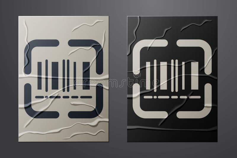 White Scanner Scanning Bar Code Icon Isolated on Crumpled Paper ...