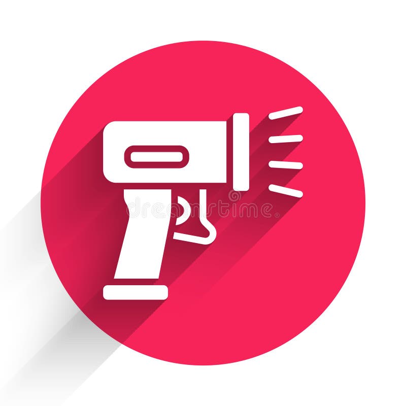 White Scanner Scanning Bar Code Icon Isolated with Long Shadow. Barcode ...