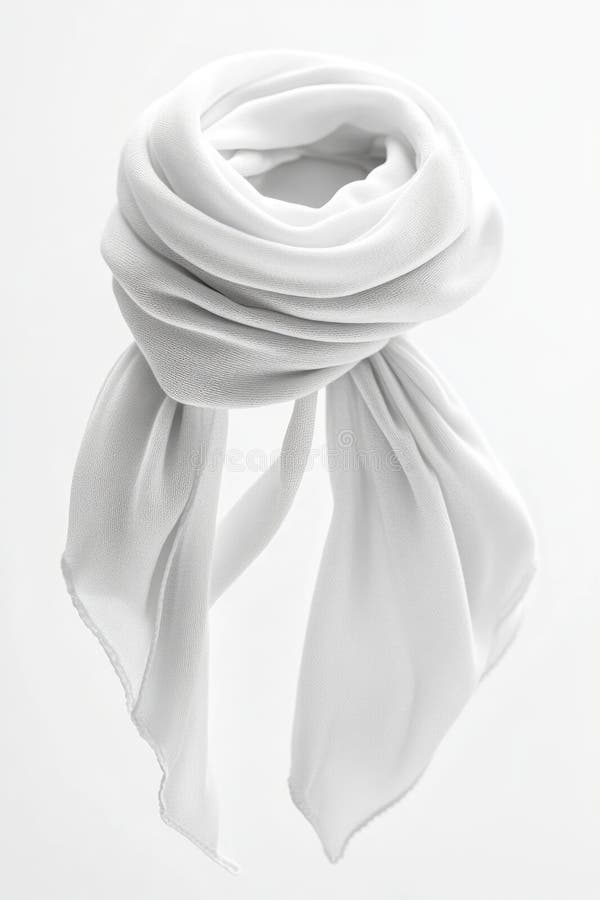 A White Scarf is Tied To a White Wall with a Simple Knot Stock ...