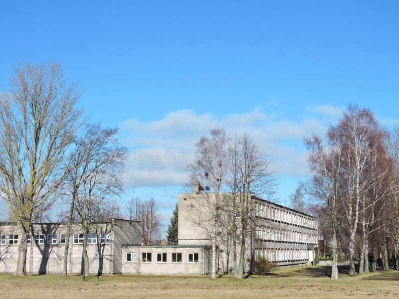 White school , Lithuania stock image. Image of detail - 68566021