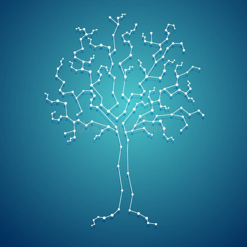White Science Tree Made of Connected Lines and Dots Stock Vector ...