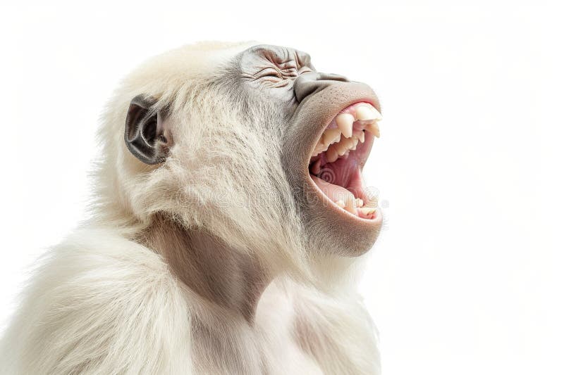 A White Screaming Monkey Highlighted on a White Background Stock ...