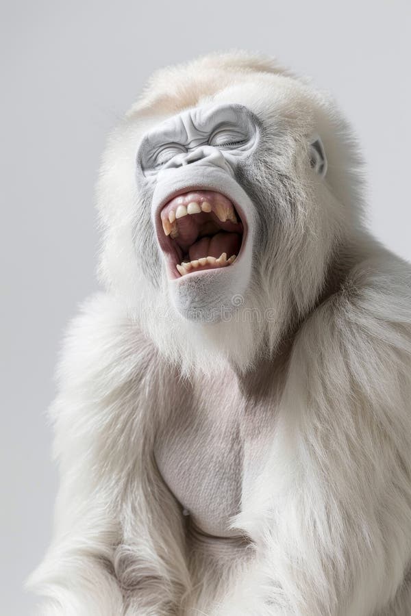 A White Screaming Monkey Highlighted on a White Background Stock Photo ...