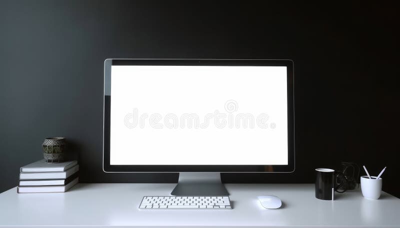 White Screen on a Desktop Computer Ai, Ai Generative, Illustration ...