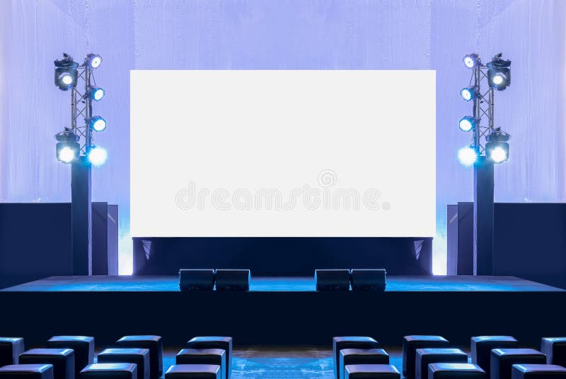 White Screen Display on Stage at Business Presentation Exhibition Stock ...