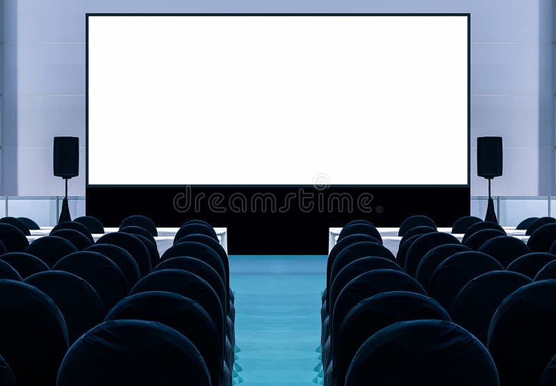 White Screen Display on Stage at Business Presentation Exhibition Stock ...