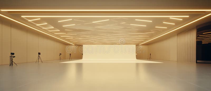 White Screen and Lighting Equipment in an Empty Photo Studio Stock ...