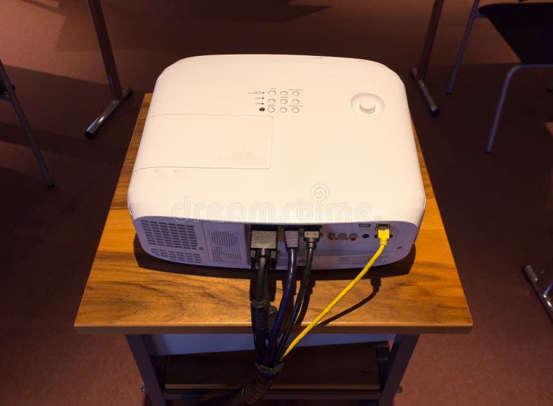 White Screen Projector on a Wooden Stance Stock Photo - Image of slides ...