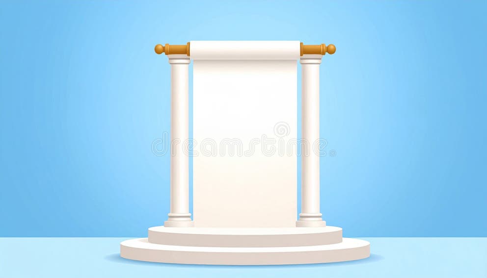 White Scroll Displayed between Classic Columns Stock Illustration ...