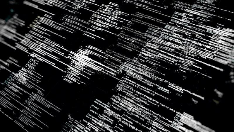 White Scrolling Lines of Programming Language on Black Background ... White Scrolling Lines of Programming Language on Black Background ...
