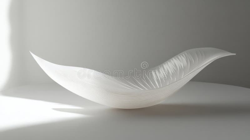 White Sculptural Leaf Form with Intricate Textured Patterns Stock ...