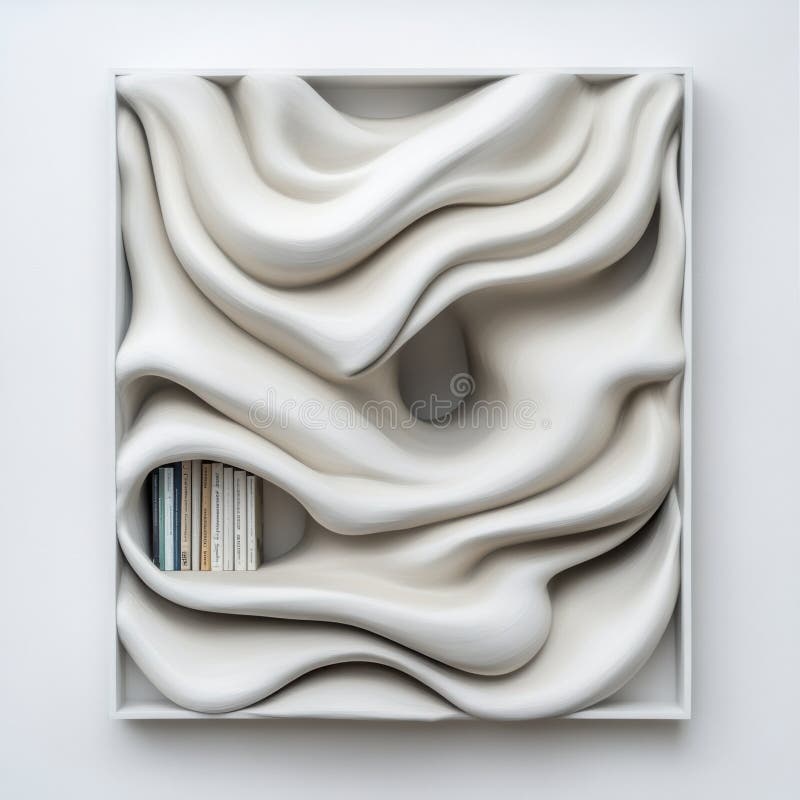A White Sculpture with Books on it in a Square Shape, AI Stock Photo ...