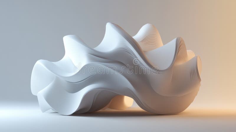 A White Sculpture with a Wave-like Shape Stock Illustration ...