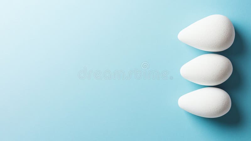 White Sea Pebble Stone Stack on Light Blue Background. Stack of Zen ...