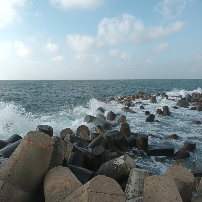 White Sea, Rocks, Sky, Waves, Clouds, Afternoon Stock Image - Image of ...
