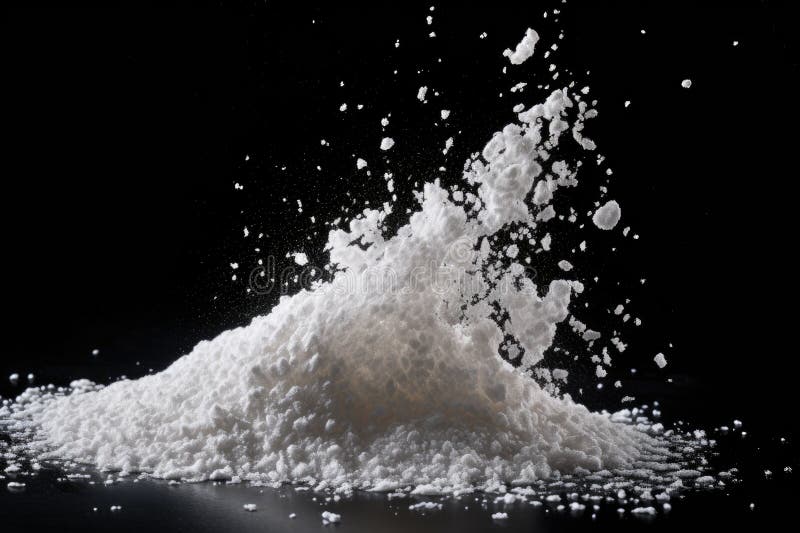 White Sea Salt Falling Over Black Background, Creating Dramatic Texture ...