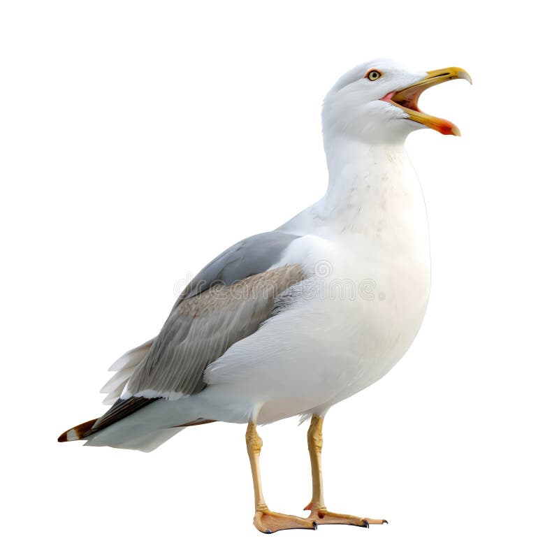 A White Seagull with Its Beak Open on a Transparent Background Stock ...