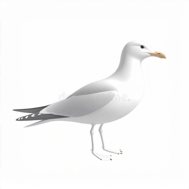White Seagull Profile View on White Background Stock Illustration ...