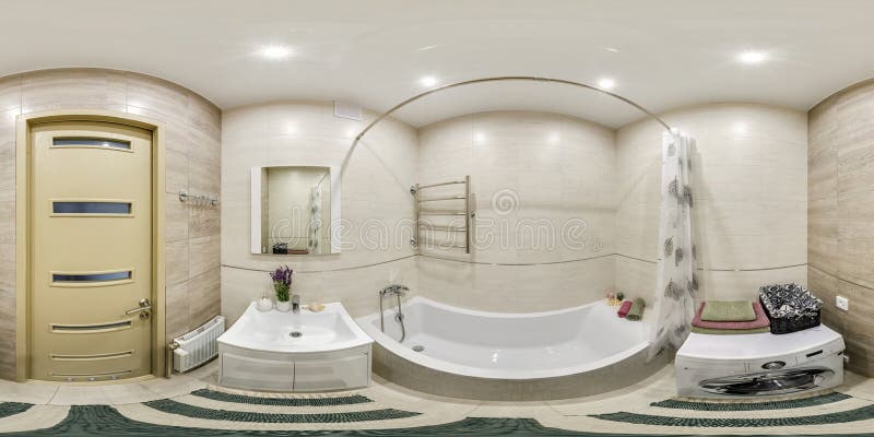 White Seamless 360 Hdri Panorama in Interior of Expensive Bathroom in ...