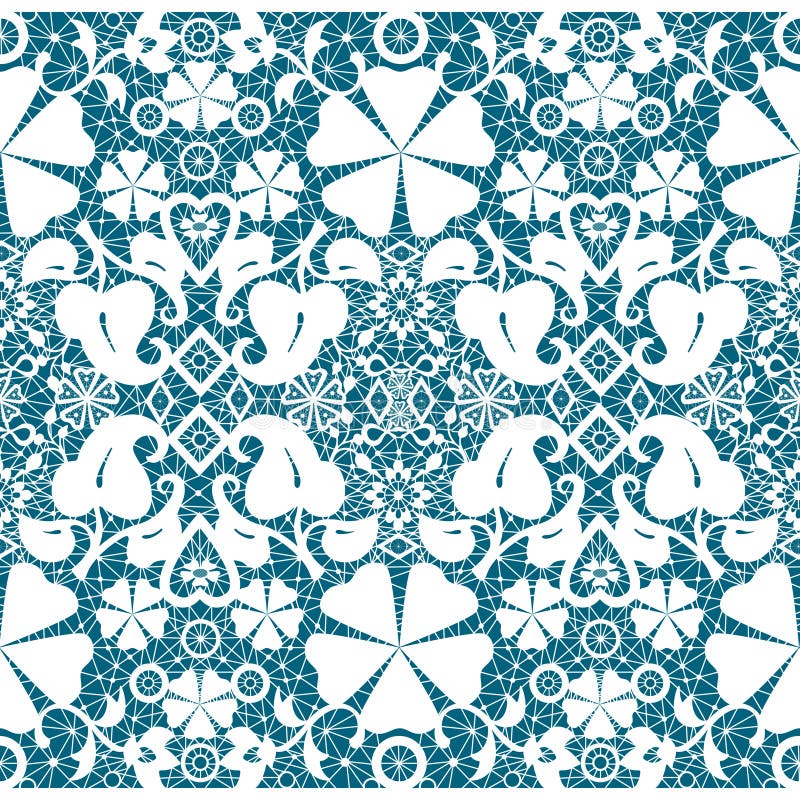 White Seamless Lace on Blue Pattern Stock Illustration - Illustration ...