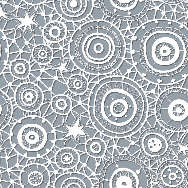 White Seamless Lace Floral Pattern on Gray Background Stock Vector ...