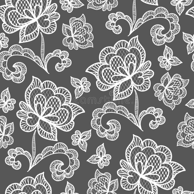 White Seamless Lace Pattern with Rose on Transparent Background Stock ...