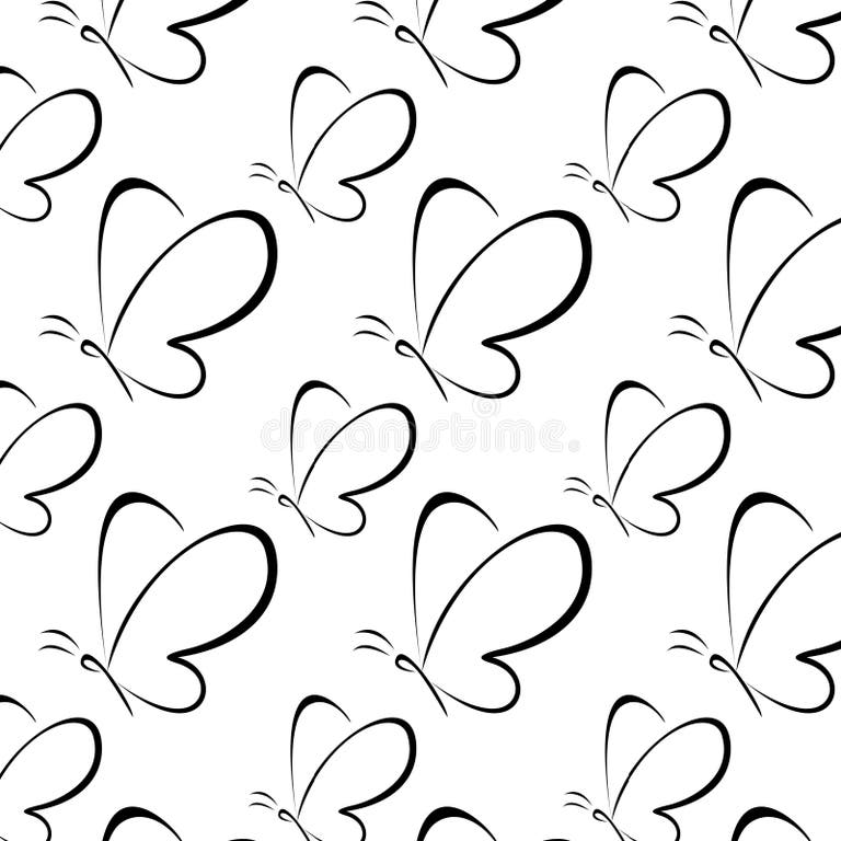 Pattern with Black Butterflies Stock Vector - Illustration of drawn ...
