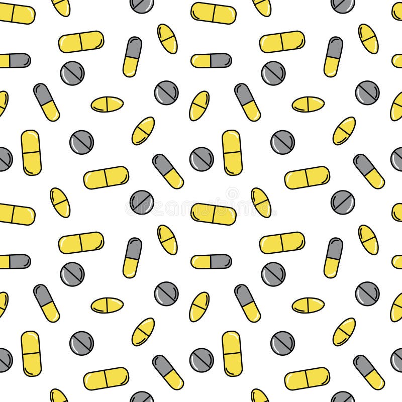 White Seamless Patterns of Tablets, Pills, Pixels 1000x1000. Vector ...