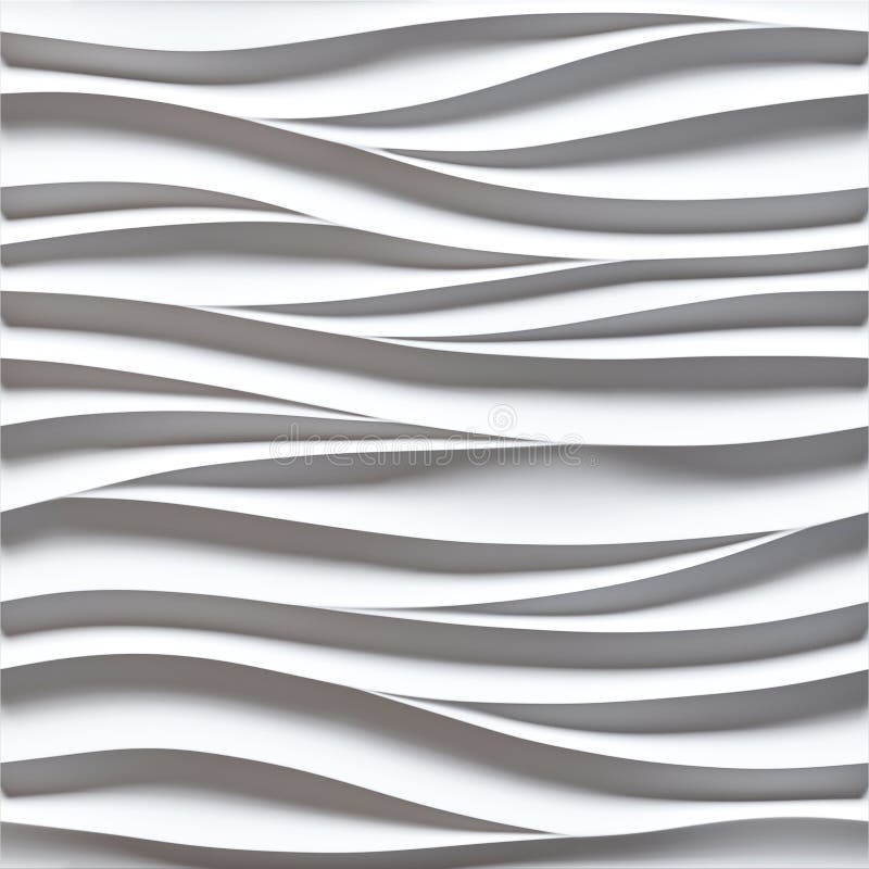 White Seamless Texture. Wavy Background. Interior Wall Decoration. 3D ...