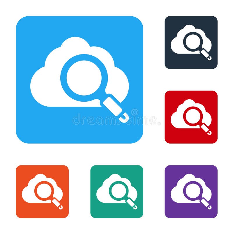 White Search Cloud Computing Icon Isolated on White Background ...