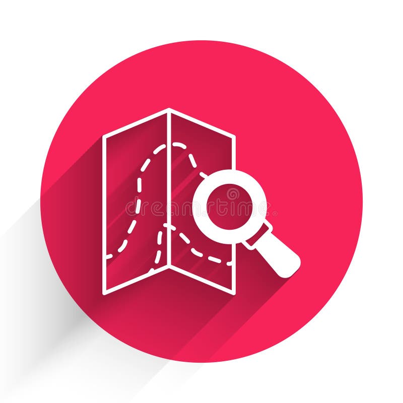 White Search Location Icon Isolated with Long Shadow. Magnifying Glass ...