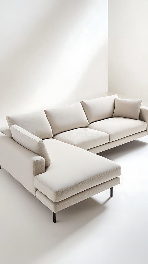 White Sectional Sofa with a Black Frame Stock Photo - Image of style ...