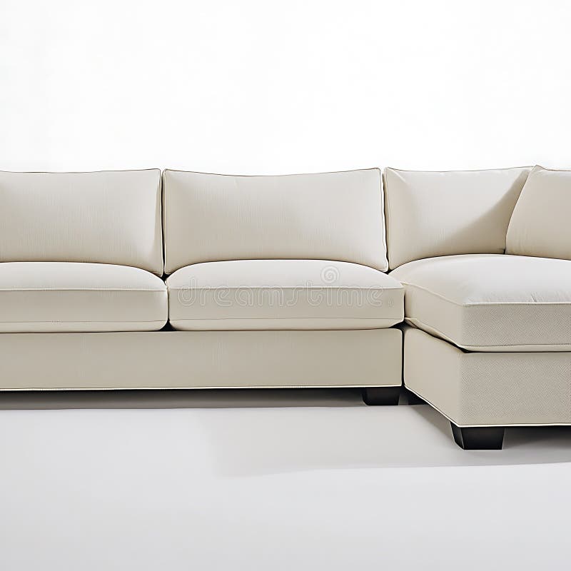 White Sectional Sofa with a Black Trim Stock Photo - Image of room ...