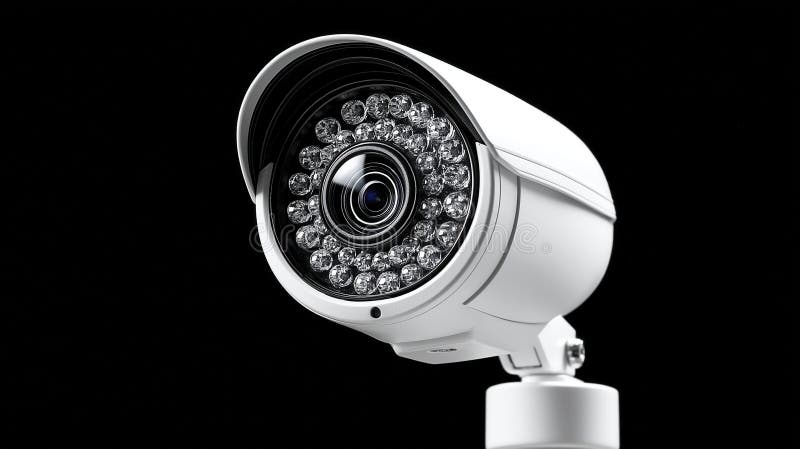 A White Security Camera on Black Background Stock Illustration ...