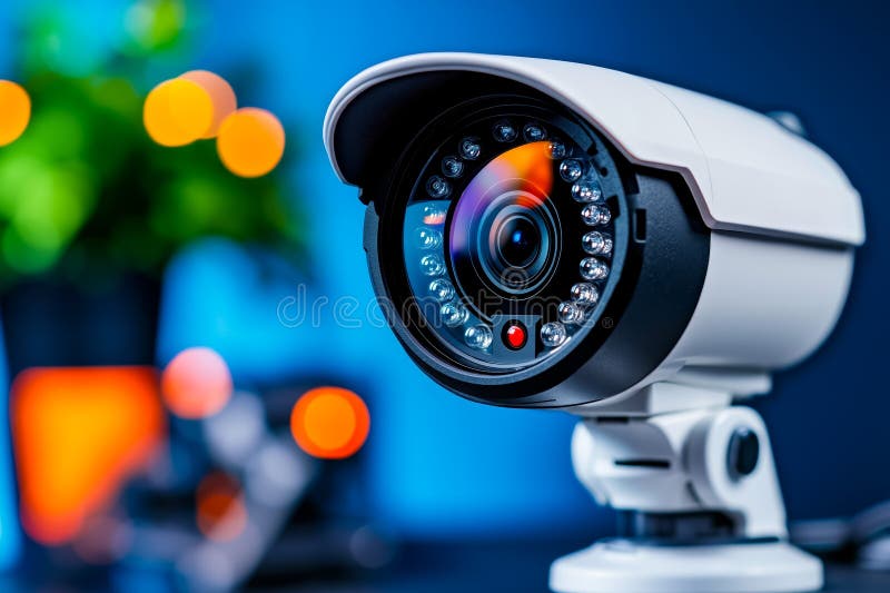 A Security Camera Sitting on Top of a Table Stock Image - Image of ...