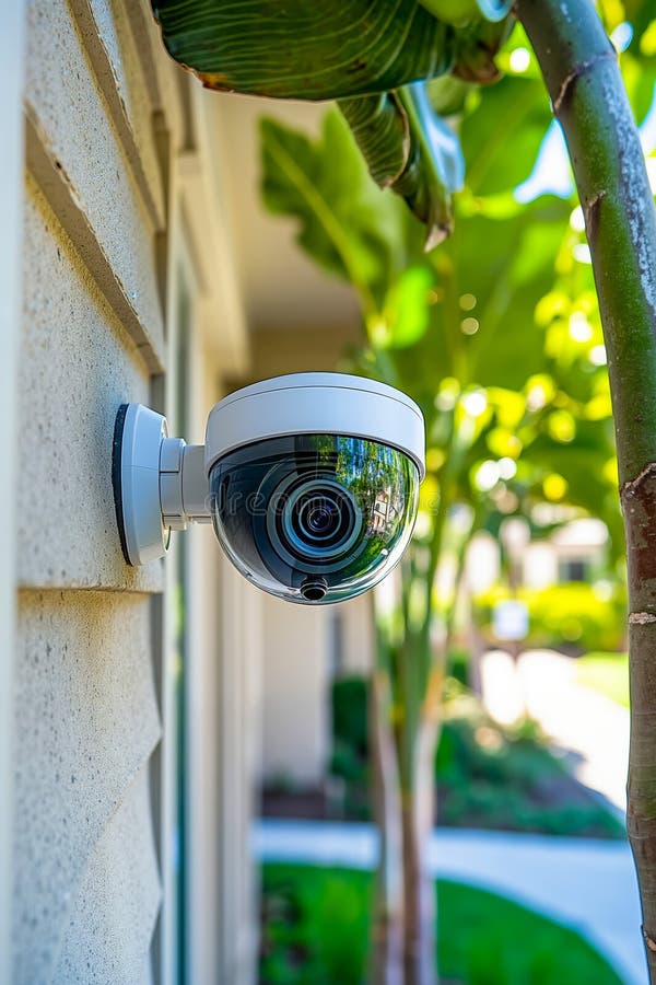 A Security Camera Mounted on the Side of a Building Stock Image - Image ...