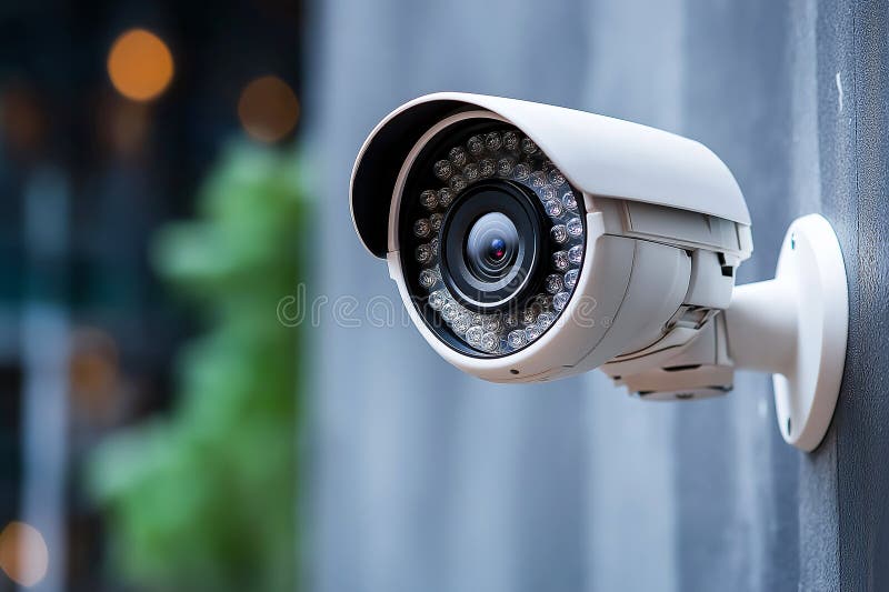 A White Security Camera is Mounted on Wall Providing Surveillance and ...