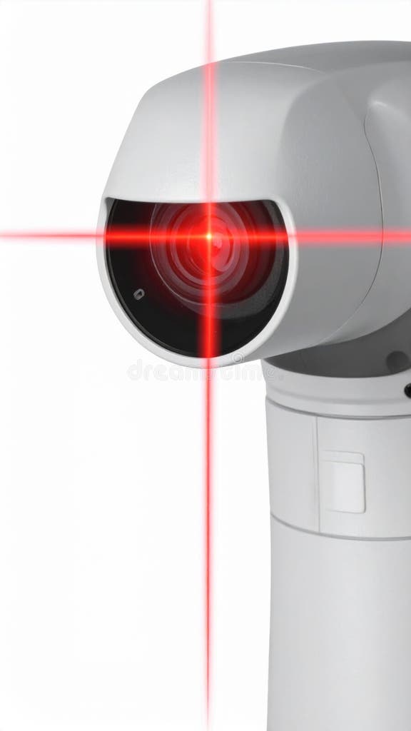 White Security Camera with Red Laser Targeting System Stock ...